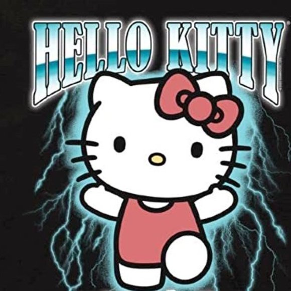 Hello Kitty | Tops | Sanrio Hello Kitty Black Adult Cartoon Lightning T ...